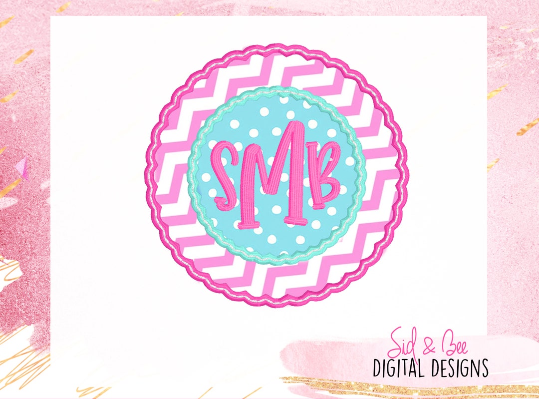 Double Scallop Monogram Frame, Monogram Frame, Applique, Embroidery ...