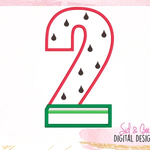 Watermelon Number, Embroidery Applique, Watermelon, Number Applique ...