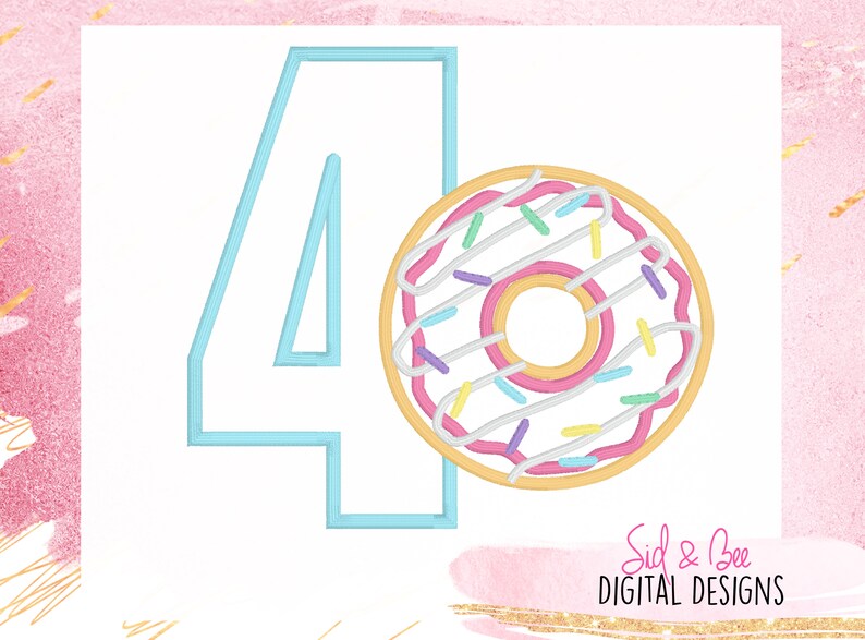 Donut Fourth Birthday Four Donut Donut Applique Embroidery - Etsy