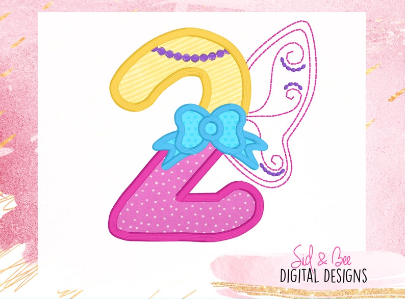 Fancy Number Second Birthday Two Applique Fancy Applique | Etsy