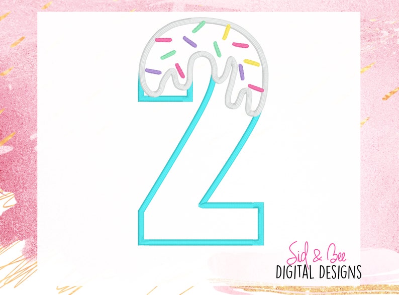 Second Birthday Icing Number Applique Sprinkles Two - Etsy