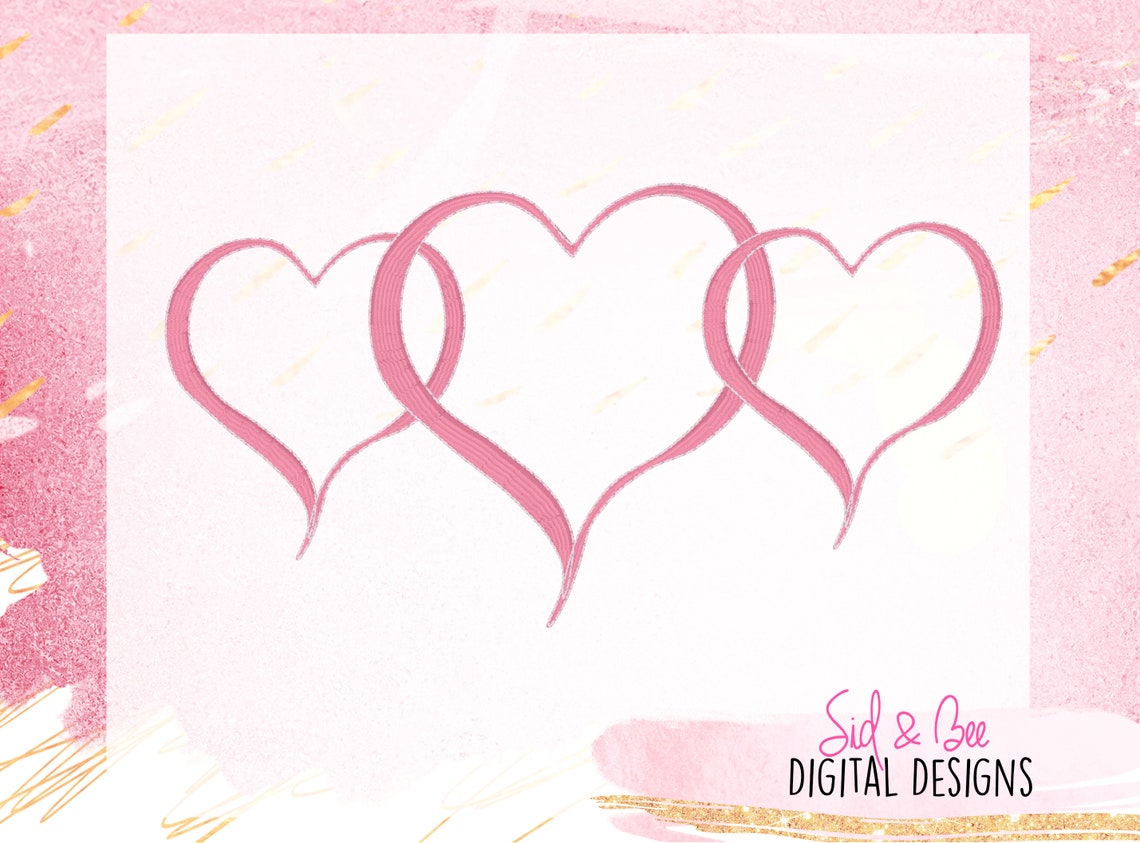 Hearts linked hearts heart design embroidery hearts | Etsy