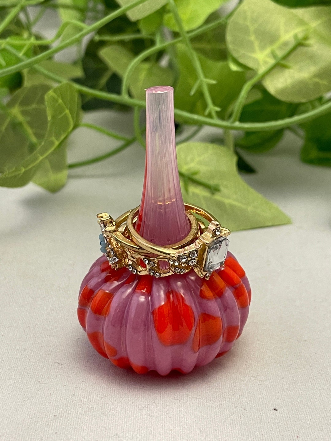 Pink and Red Art Glass Ring Holder - Etsy