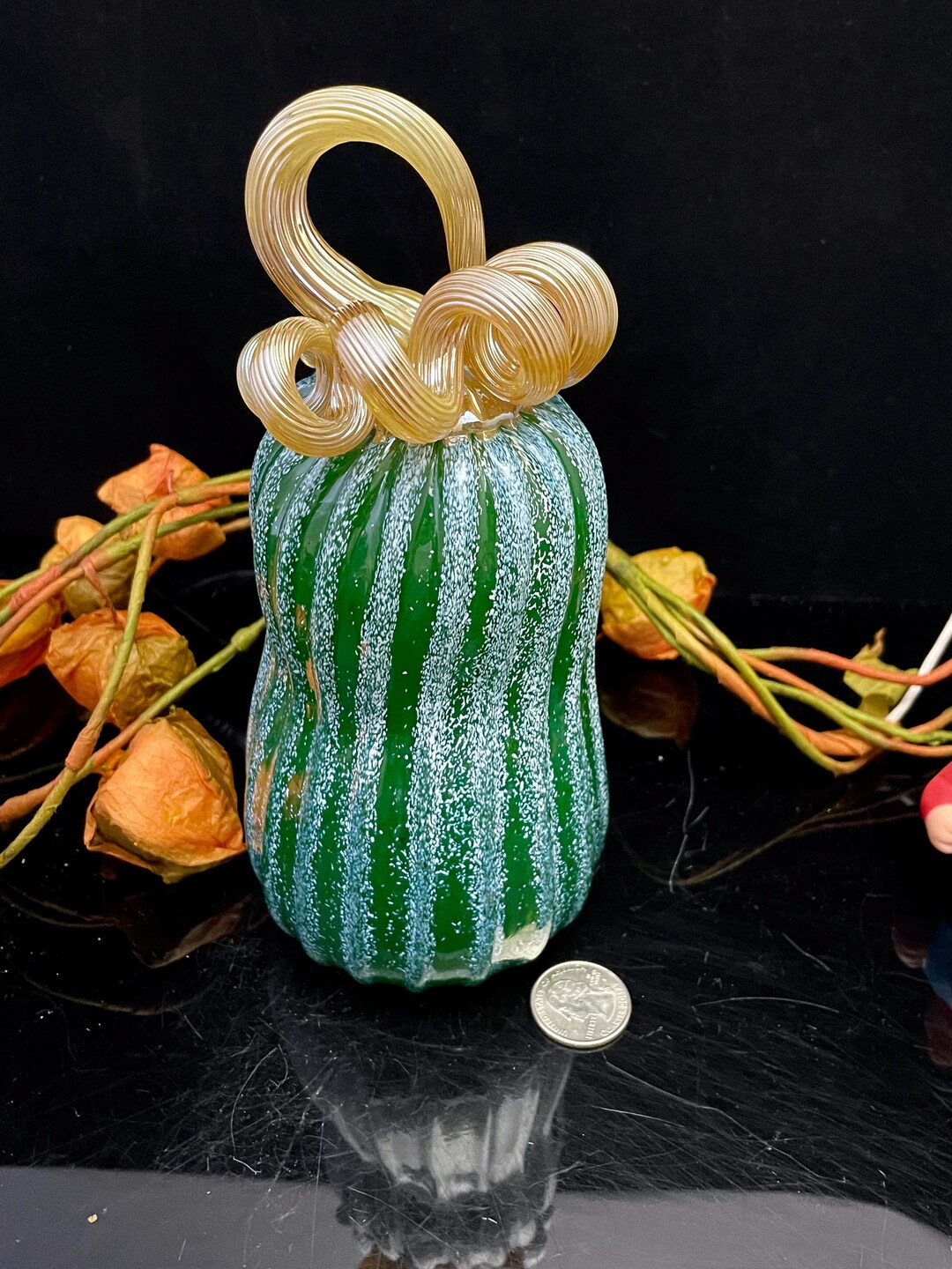Adorable Green & White Blown Glass Gourd - Etsy