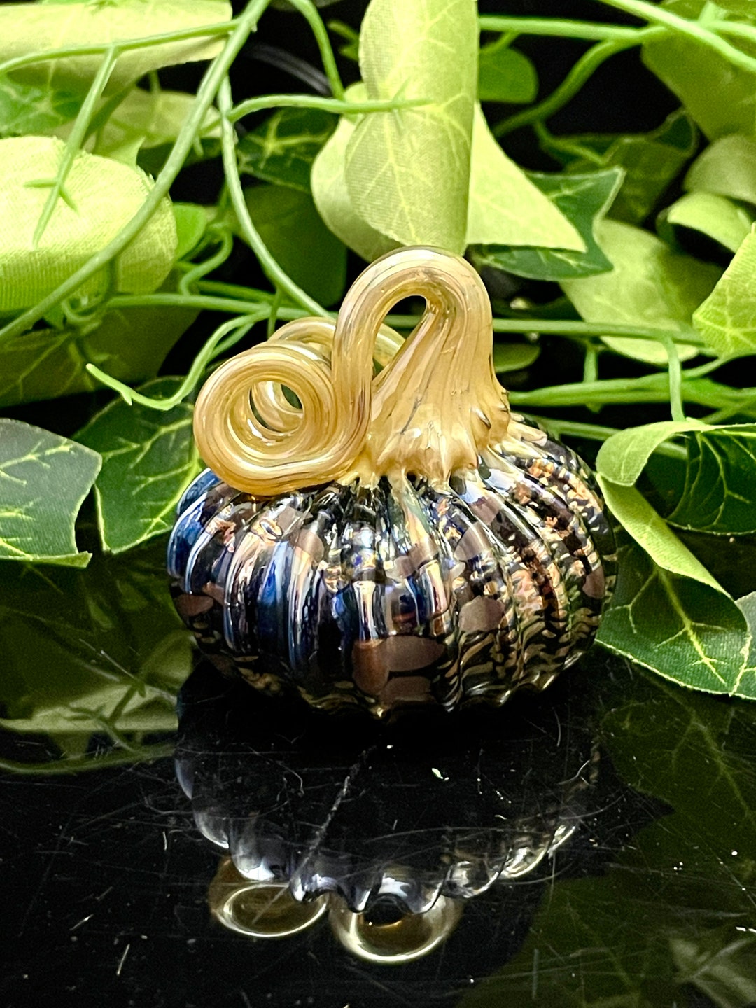 Classy Black and Gold Mix Mini Glass Pumpkin - Etsy