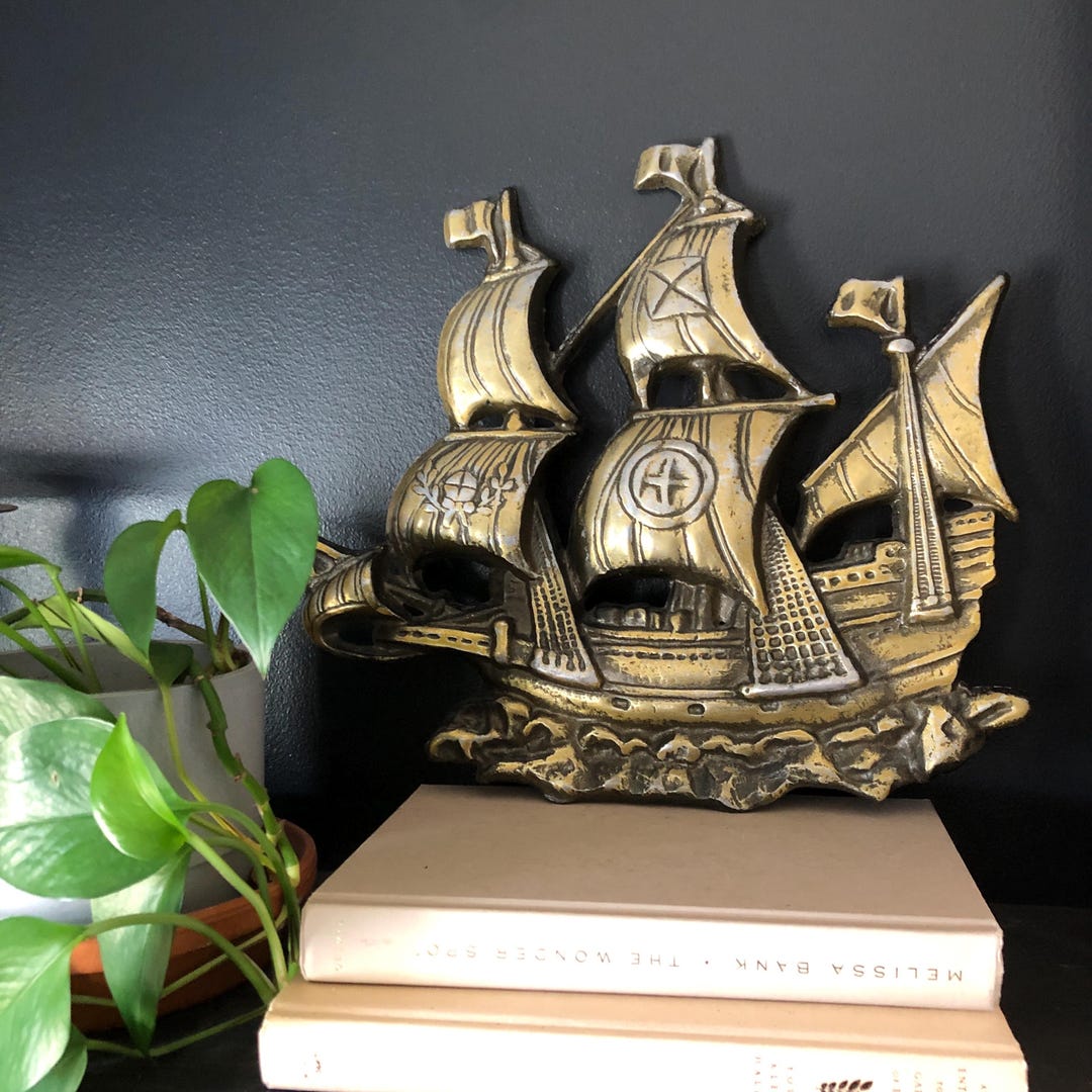 Vintage Mid Century Wall Ship Decor. Metal Cast Ship. Nautical. Made in ...