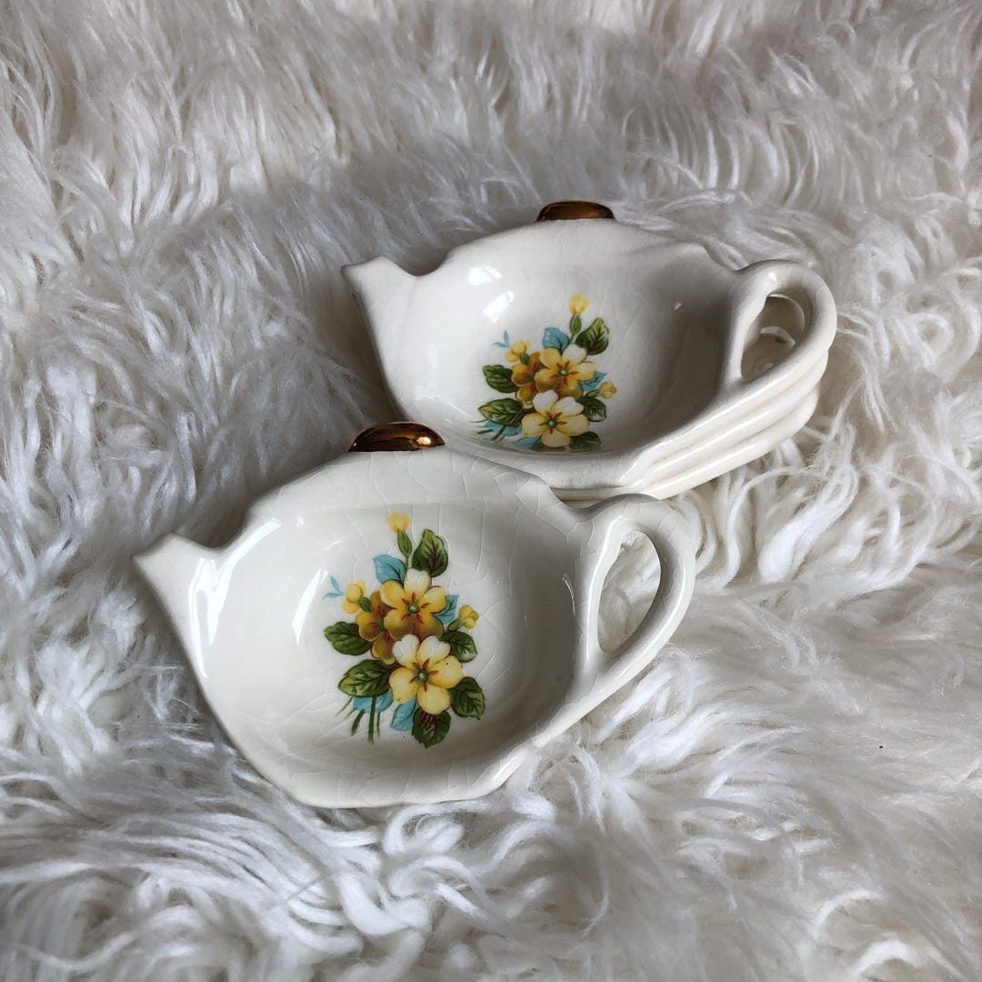 Vintage Floral Tea Bag Holder Set - Etsy