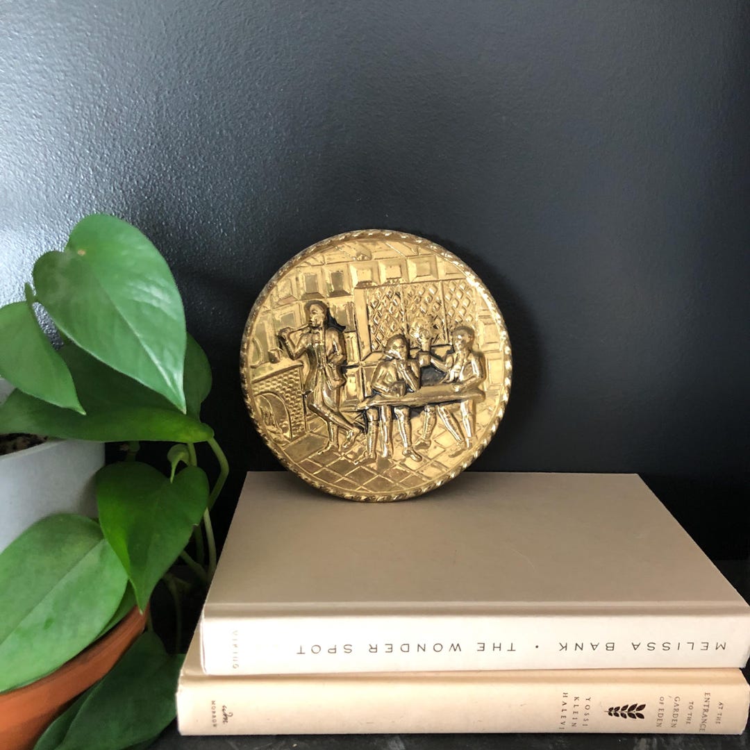 Vintage English Brass Repousse Plaque: Barroom Scene Wall Hanging - Etsy