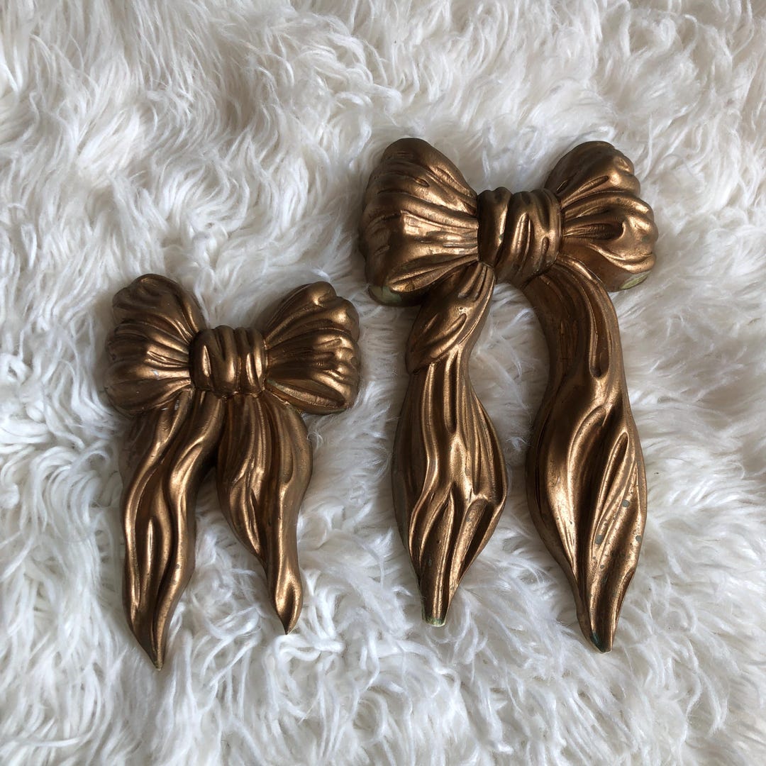 MCM Hollywood Regency Gold Ribbon Plaques Homco Made in USA - Etsy