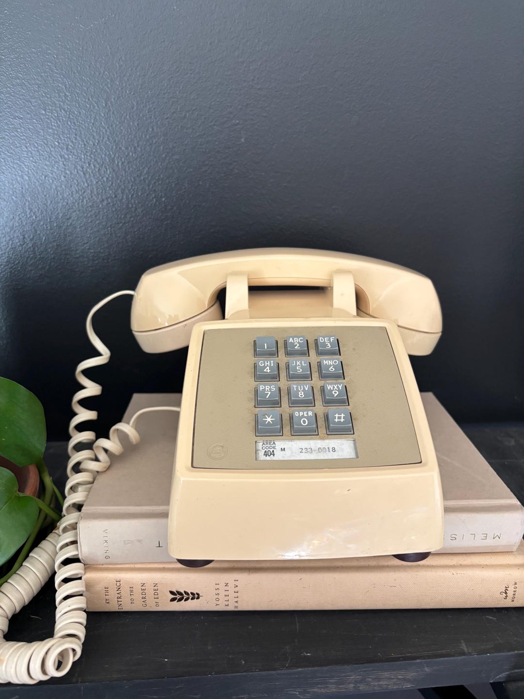 Vintage Push Button Phone Telephone ALMOND Cream Color Very Clean ...