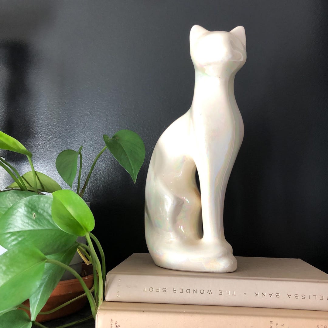Vintage Rosenthal Netter MCM Iridescent 12 Cream Color Ceramic Cat ...