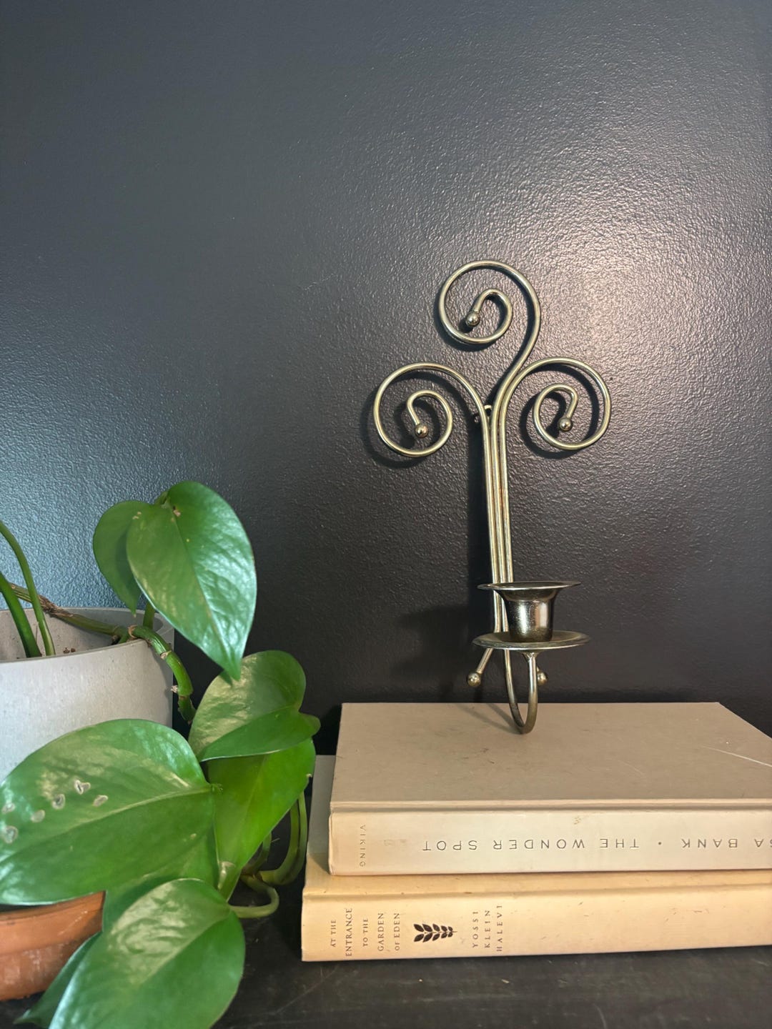 Vintage Home Interior Brass Swirl Candle Sconces Single Taper Cup With ...