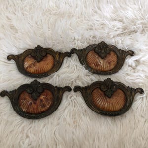 Vintage Art Deco Drawer Pulls Set of 4 Tortoise Brass - Etsy