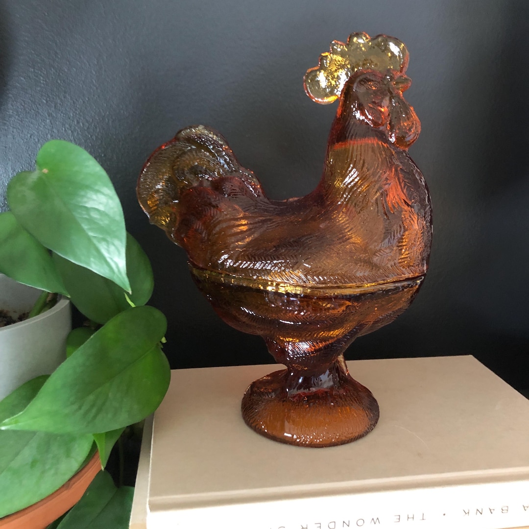 Vintage Rich Honey Amber Glass Rooster Westmoreland Glass Rooster - Etsy