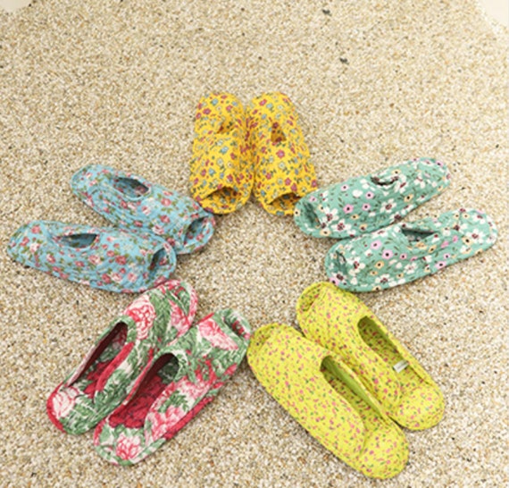 Women Cotton Flower Quilted Comfortable Plain Soles Floral Pattern Opened Toes Indoor Slippers Free Size Etsy UK