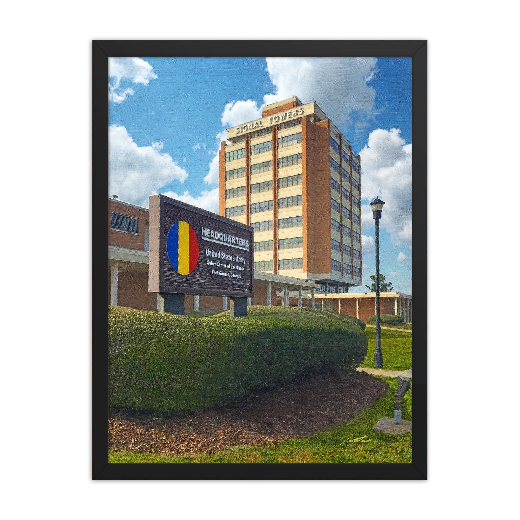 18x24 Fort Gordon Signal Towers – U.S. Army Cyber Coe HQ Framed ...
