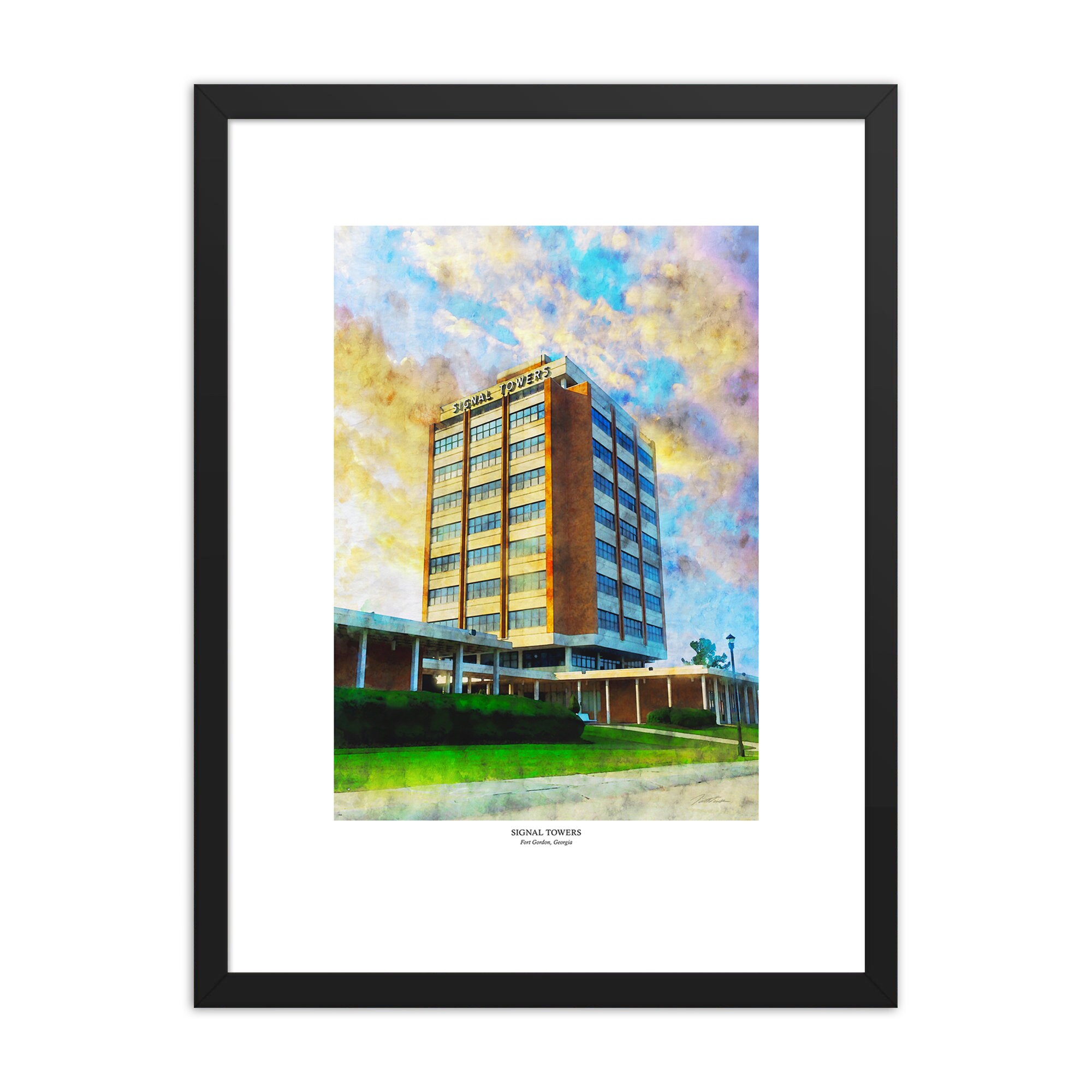 18x24 Fort Gordon Signal Towers Framed Signature Series Commemorative ...