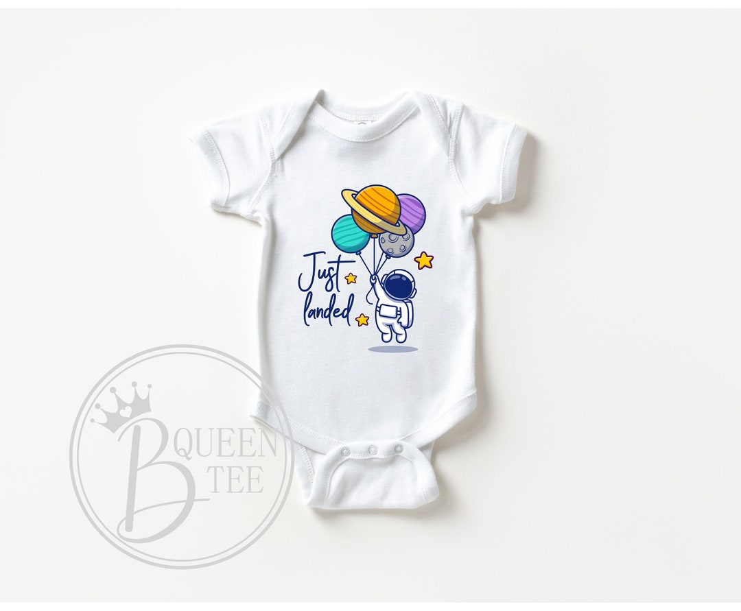 Just Landed Astronaut Baby Onesie®: Funny Spaceship Bodysuit- Newborn ...