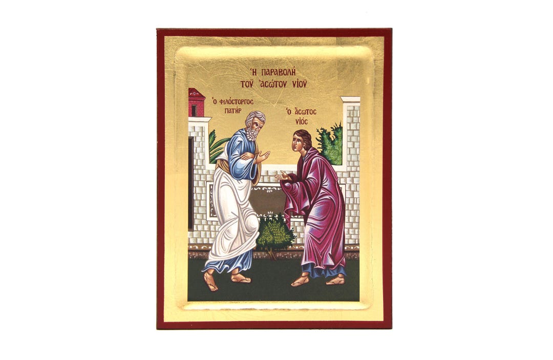 18k Parable of the Prodigal Son Christian Orthodox Icon on Wood With ...
