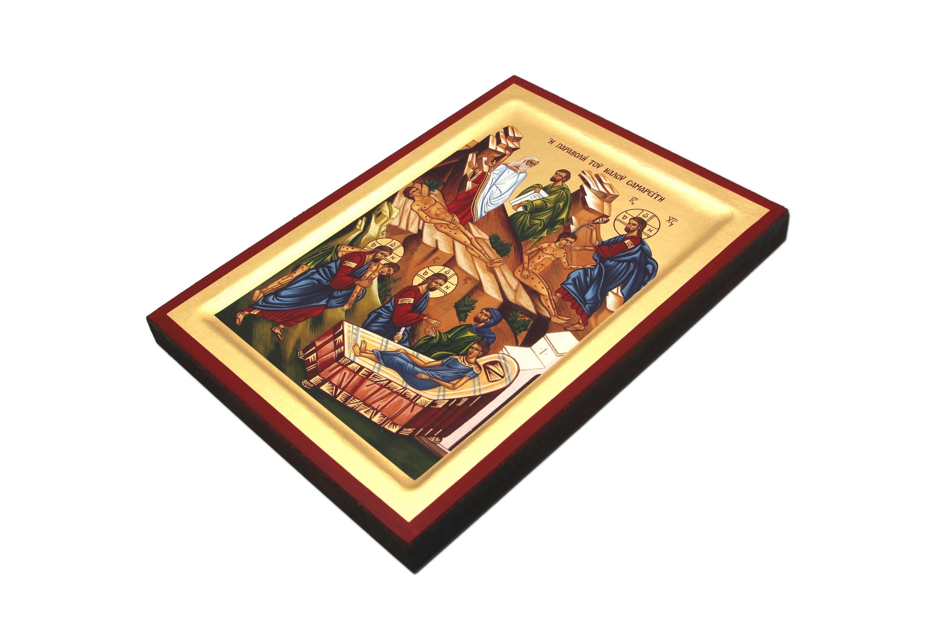 18k Parable of the Good Samaritan Christian Orthodox Icon on Wood With ...