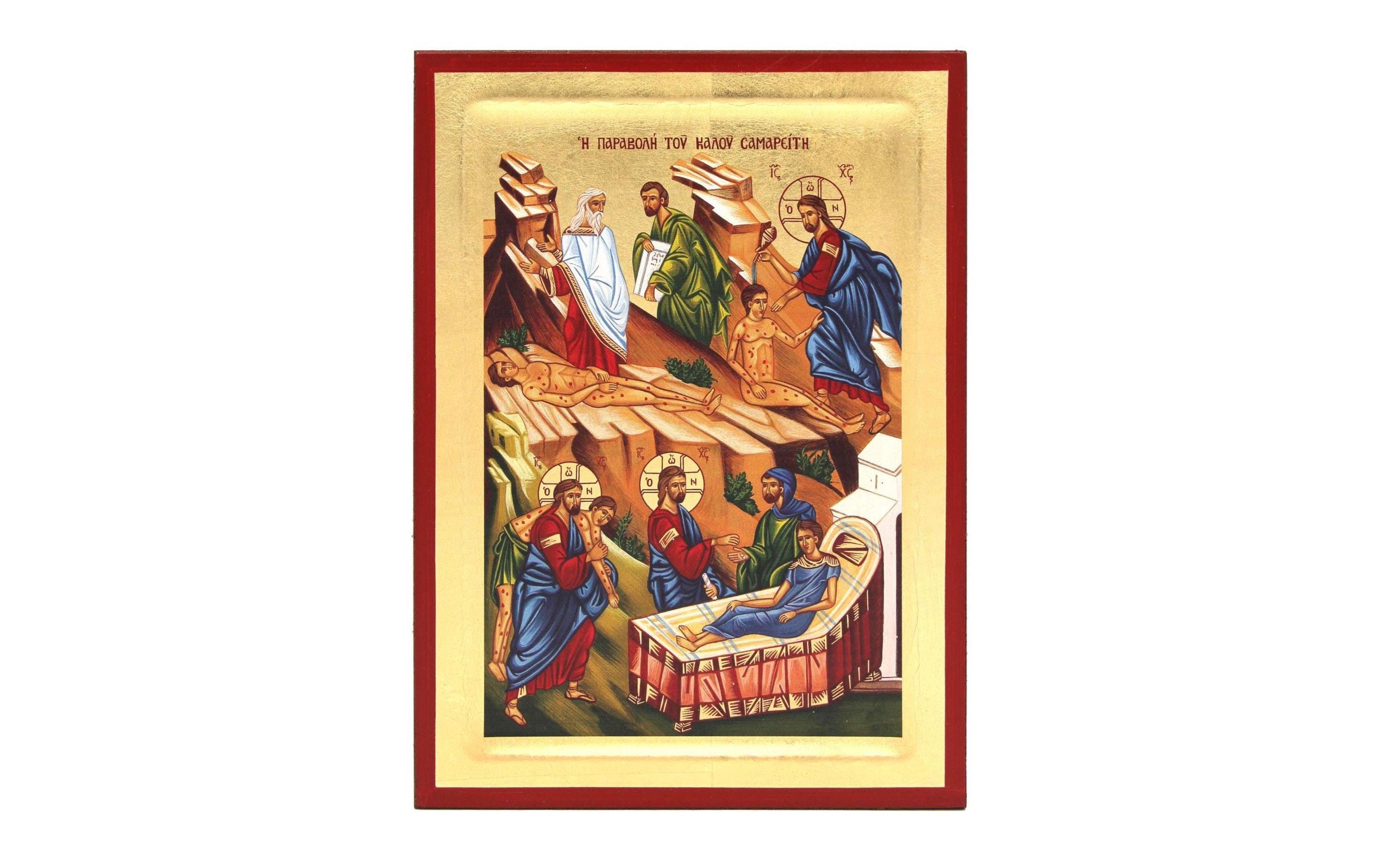 18k Parable of the Good Samaritan Christian Orthodox Icon on Wood With ...