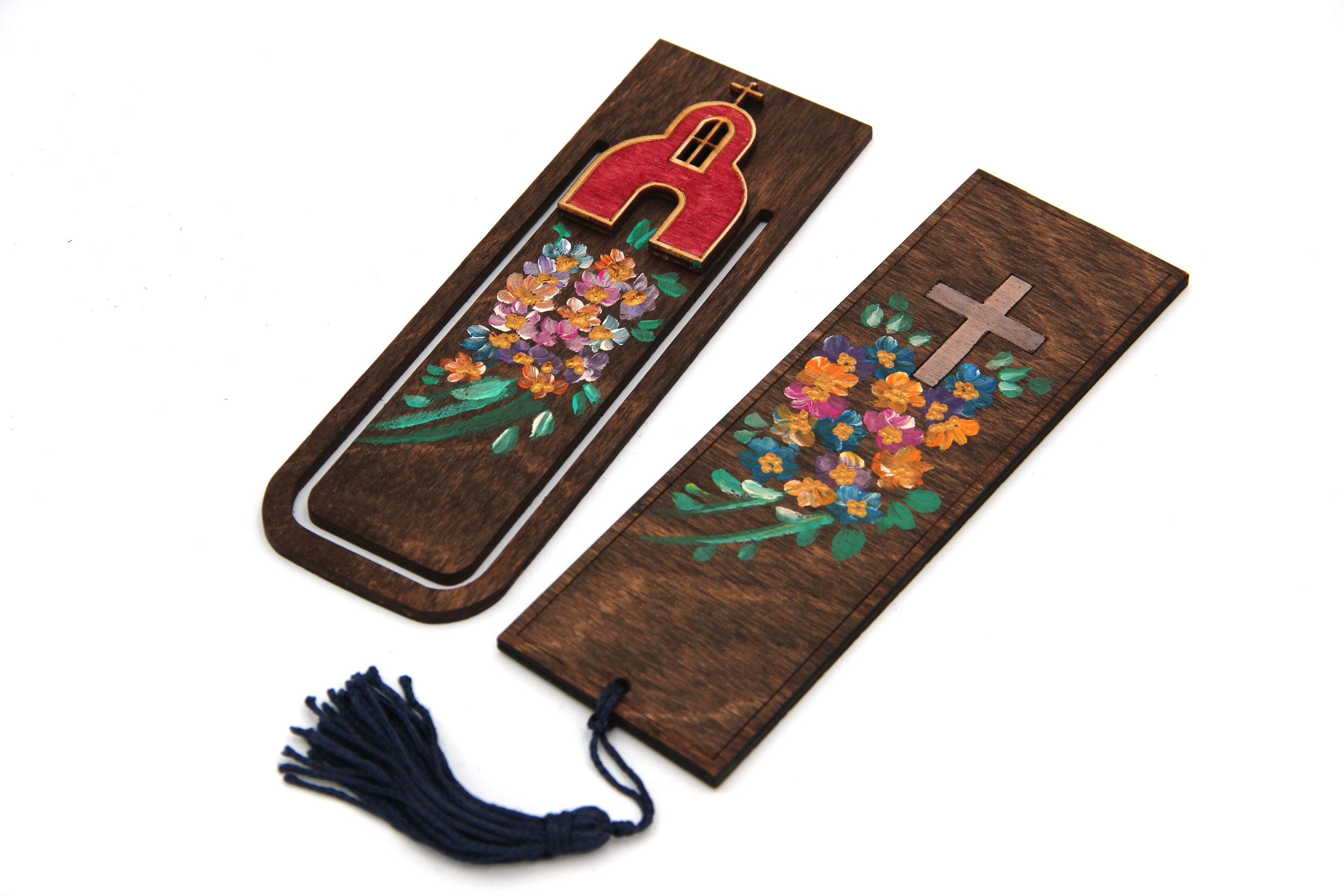 Set of Two Religious Hand Painted Wooden Bookmarks. Custom - Etsy