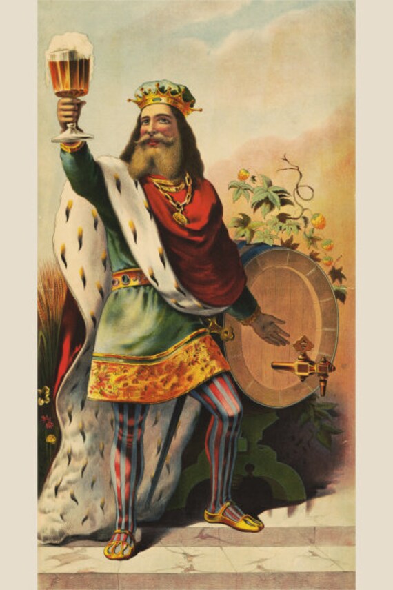 11x17 Print: King Gambrinus Holding a Glass of Beer 1884 | Etsy