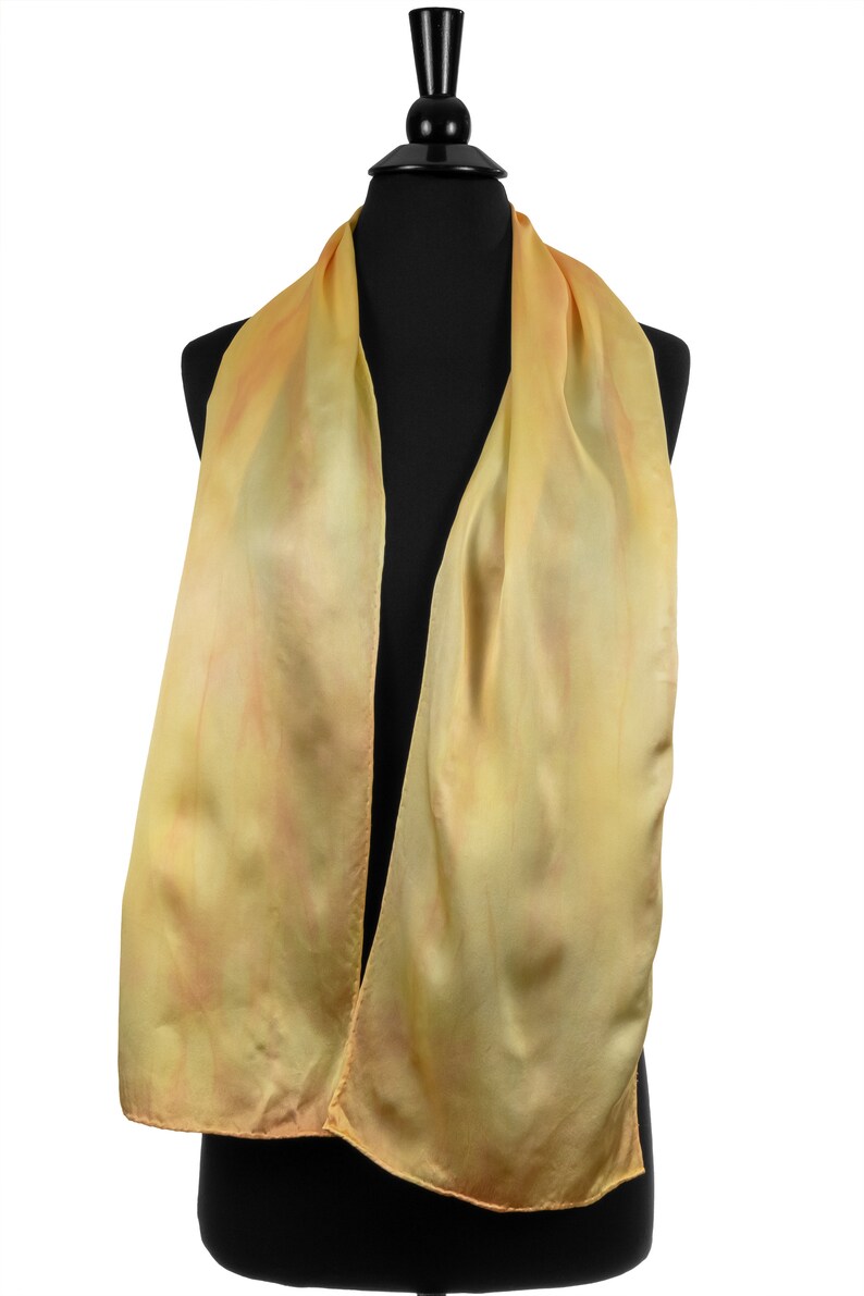 Golden Yellow Silk Scarf Hand Painted Silk Scarf for Mothers - Etsy