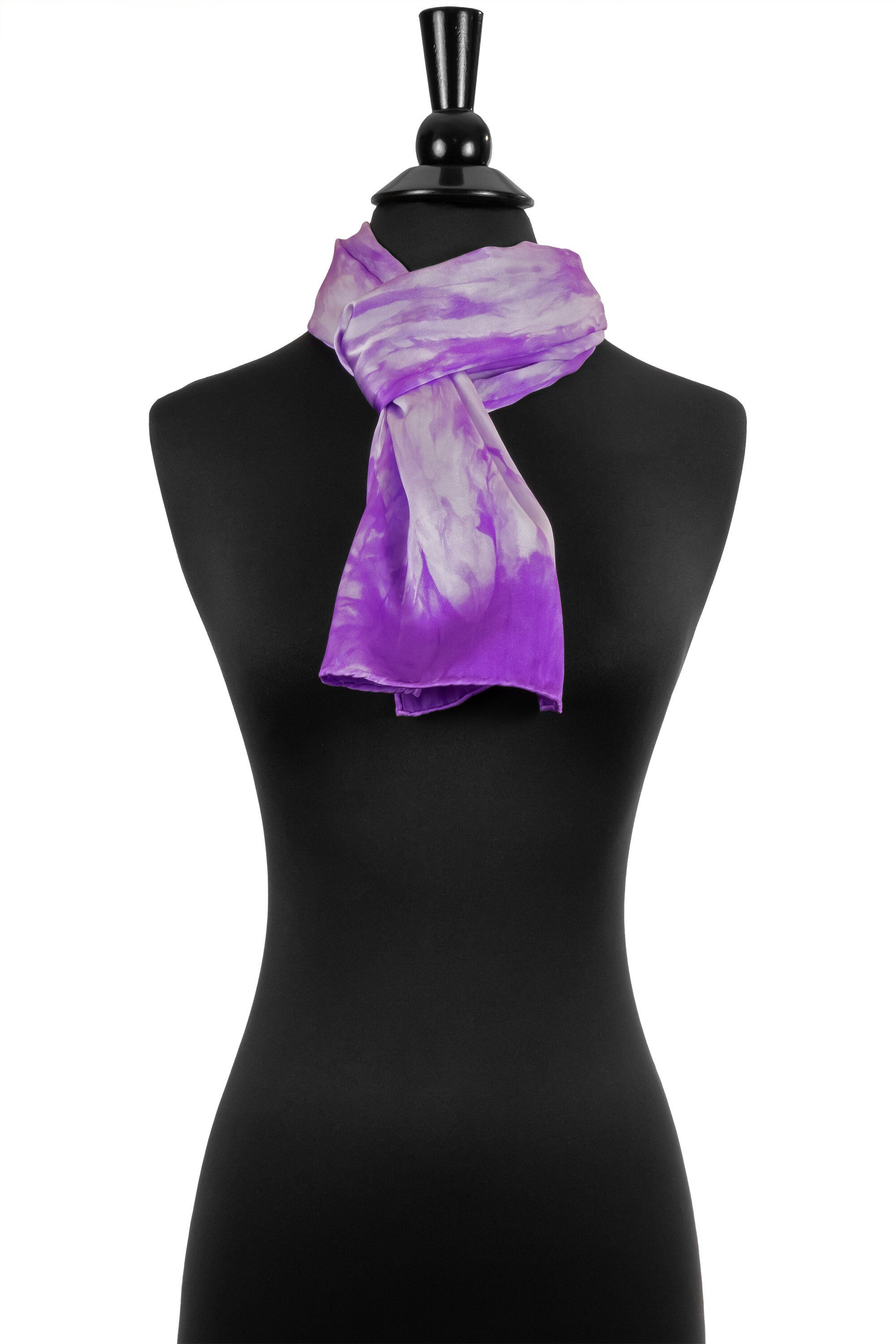 Light Purple Silk Scarf Silk Scarf in Lavender and White - Etsy
