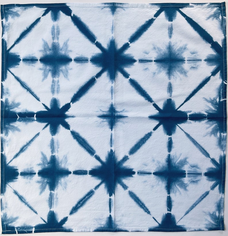 Shibori Dyed Tea Towels in Indigo Blue, Tie Dye Flour Sack Kitchen ...