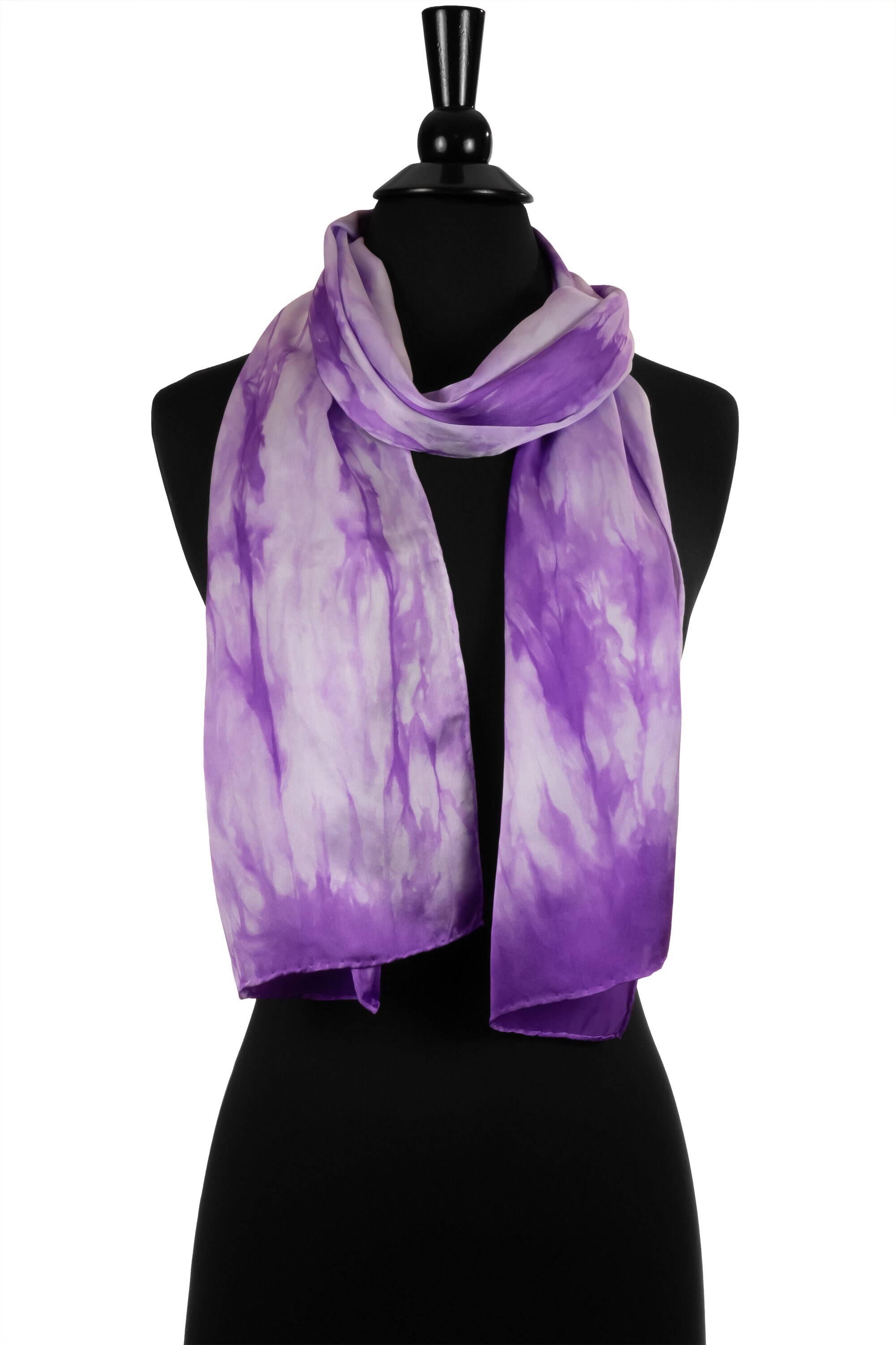 Light Purple Silk Scarf Silk Scarf in Lavender and White - Etsy