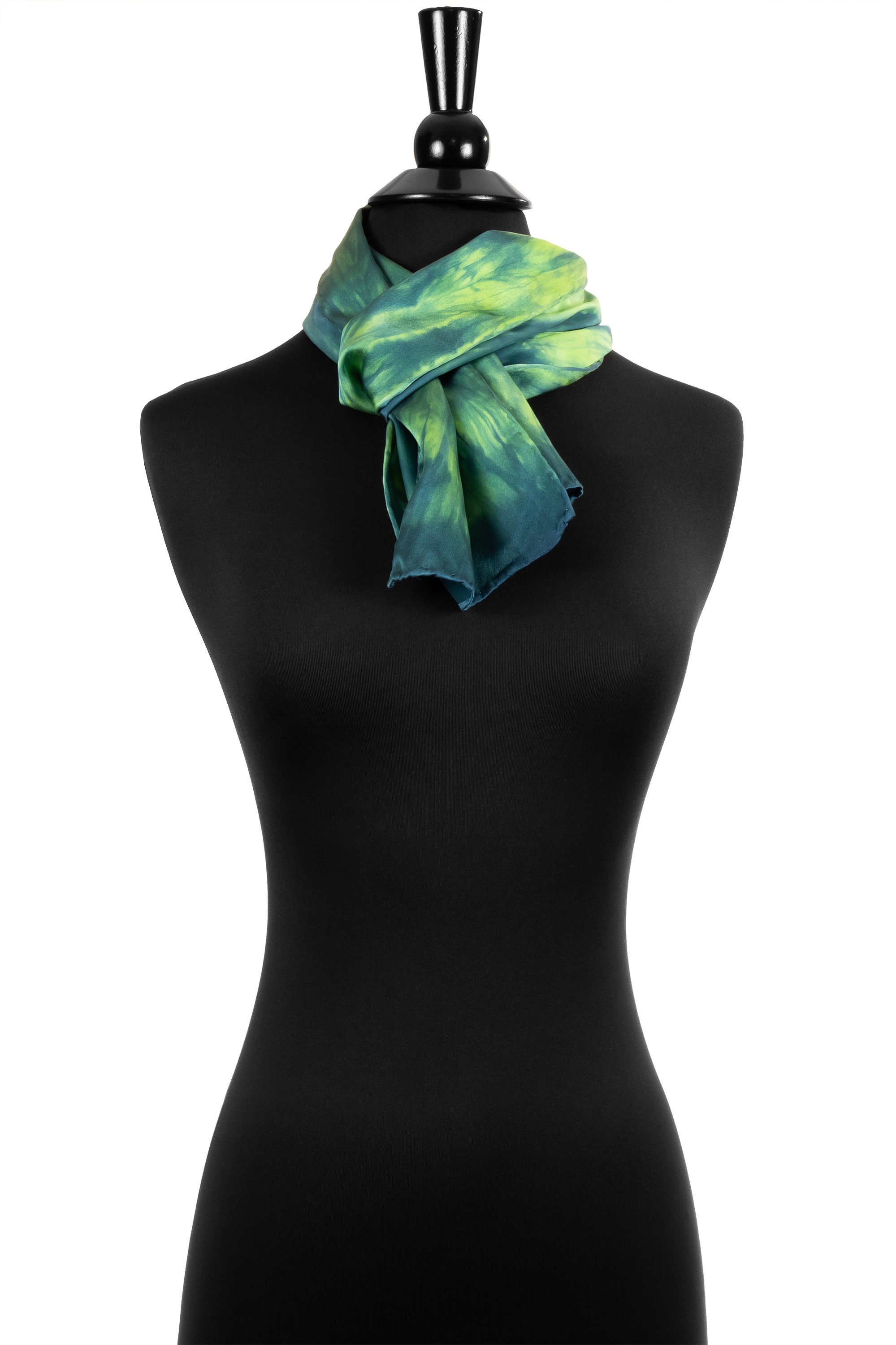 Long Green Silk Scarf Ready to Ship Pure Silk Scarf in Green - Etsy