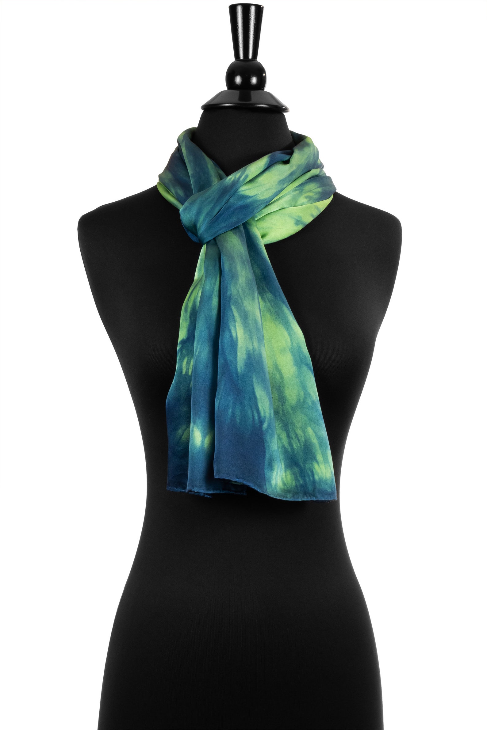 Long Green Silk Scarf Ready to Ship Pure Silk Scarf in Green - Etsy