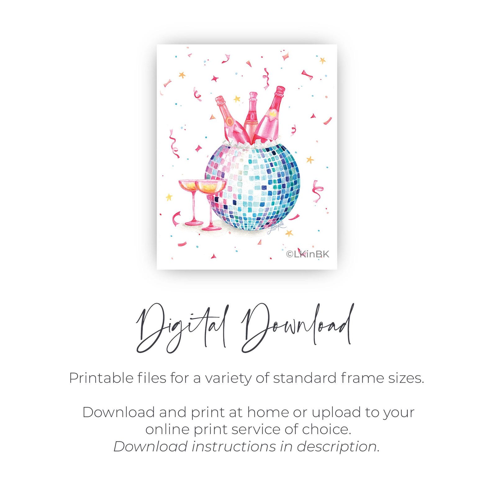 New Year's Eve Disco Ball Watercolor Art Print (digital Download) - Etsy
