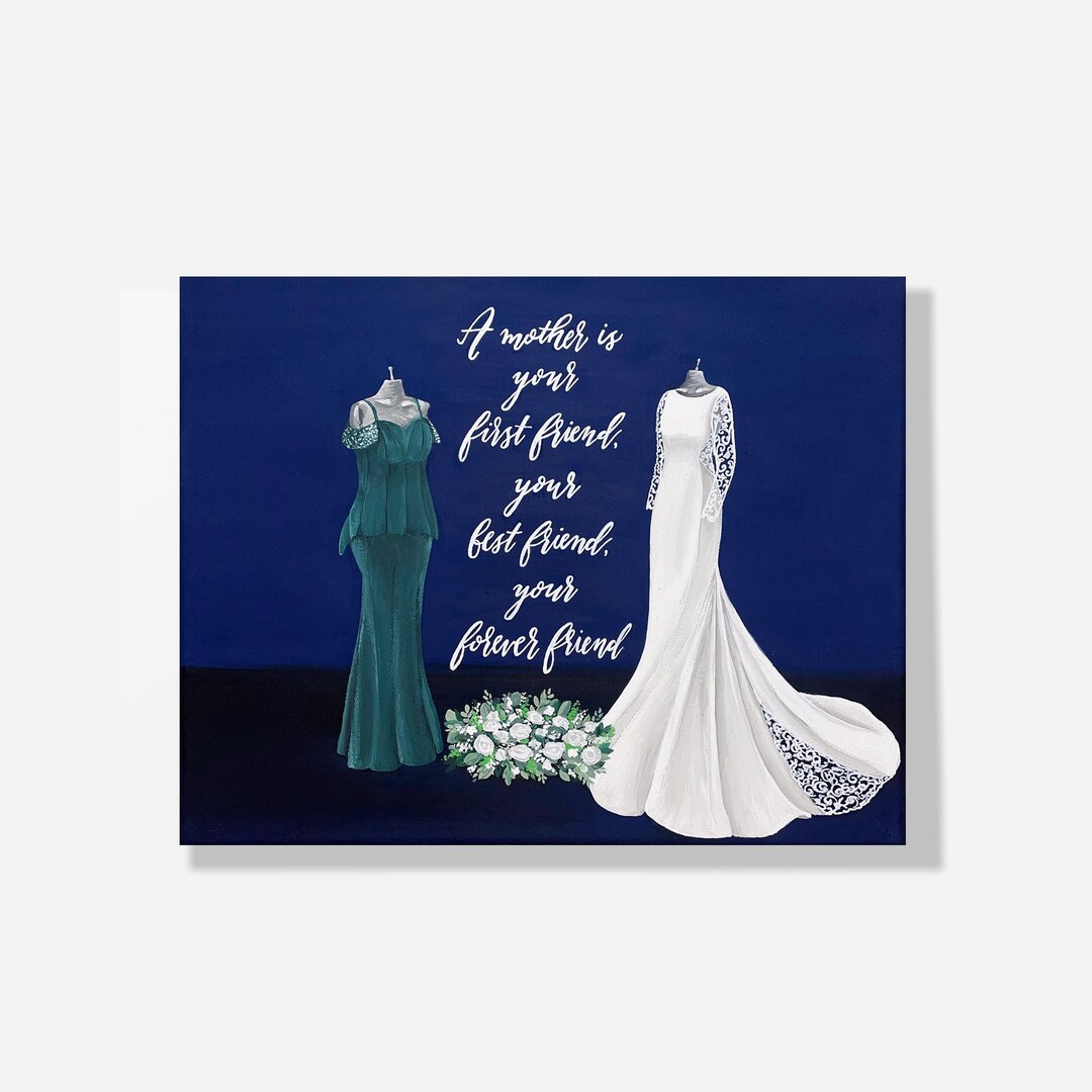 Custom Mother of Bride and Bride Dress Acrylic Painting | Mother of ...