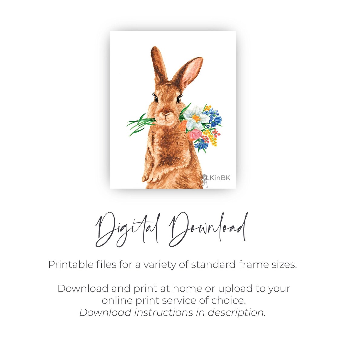 Easter Bunny Art Print | Digital Download | Watercolor Art Print ...