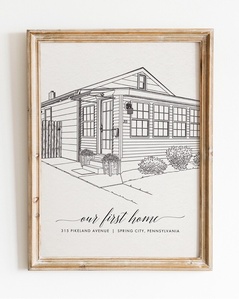 Custom Home Portrait | Hand-drawn House Illustration (digital Download ...