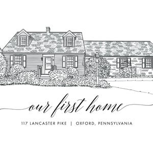 Custom Home Portrait | Hand-drawn House Illustration (digital Download ...