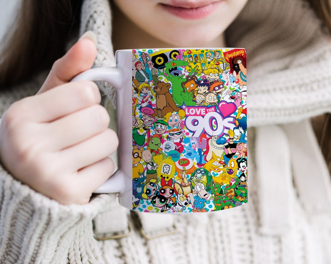 90s Cartoon Mug Design, 11oz Coffee Mugs, Funny Design, 1990 Design Mug ...