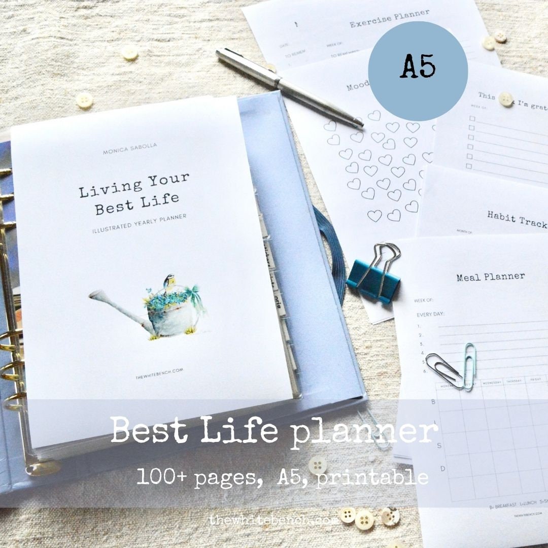 A5 Minimalist Printable Planner, Minimalist Goal Meal Planner Inserts ...