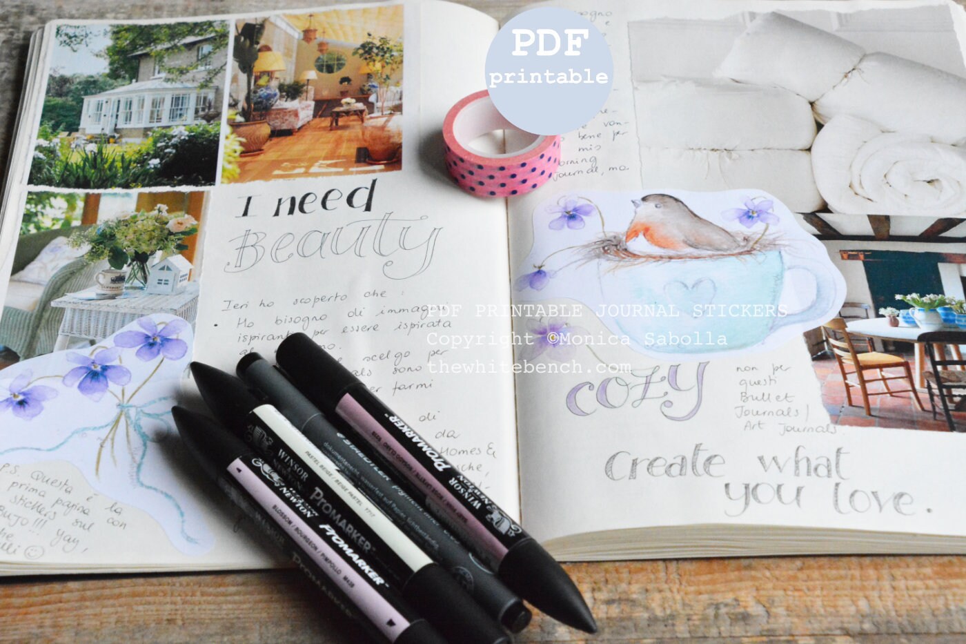Printable Stickers for Journaling, Bullet Style Journal Watercolor ...