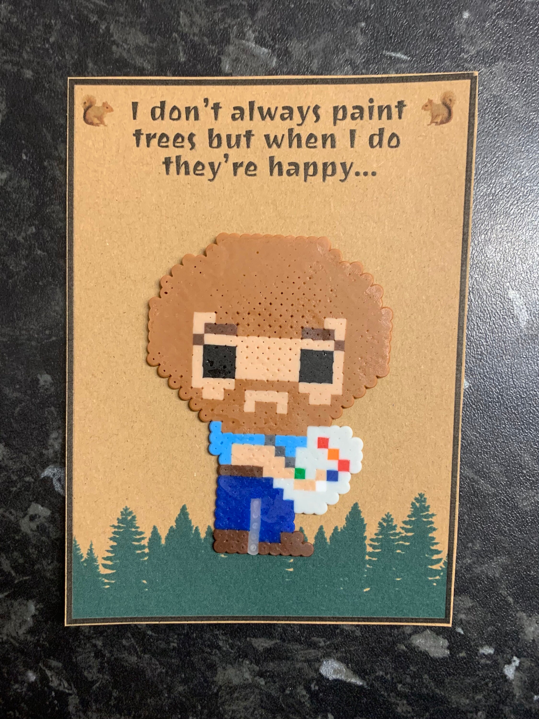 Bob Ross Happy little Fridge Magnet made with Hama beads | Etsy