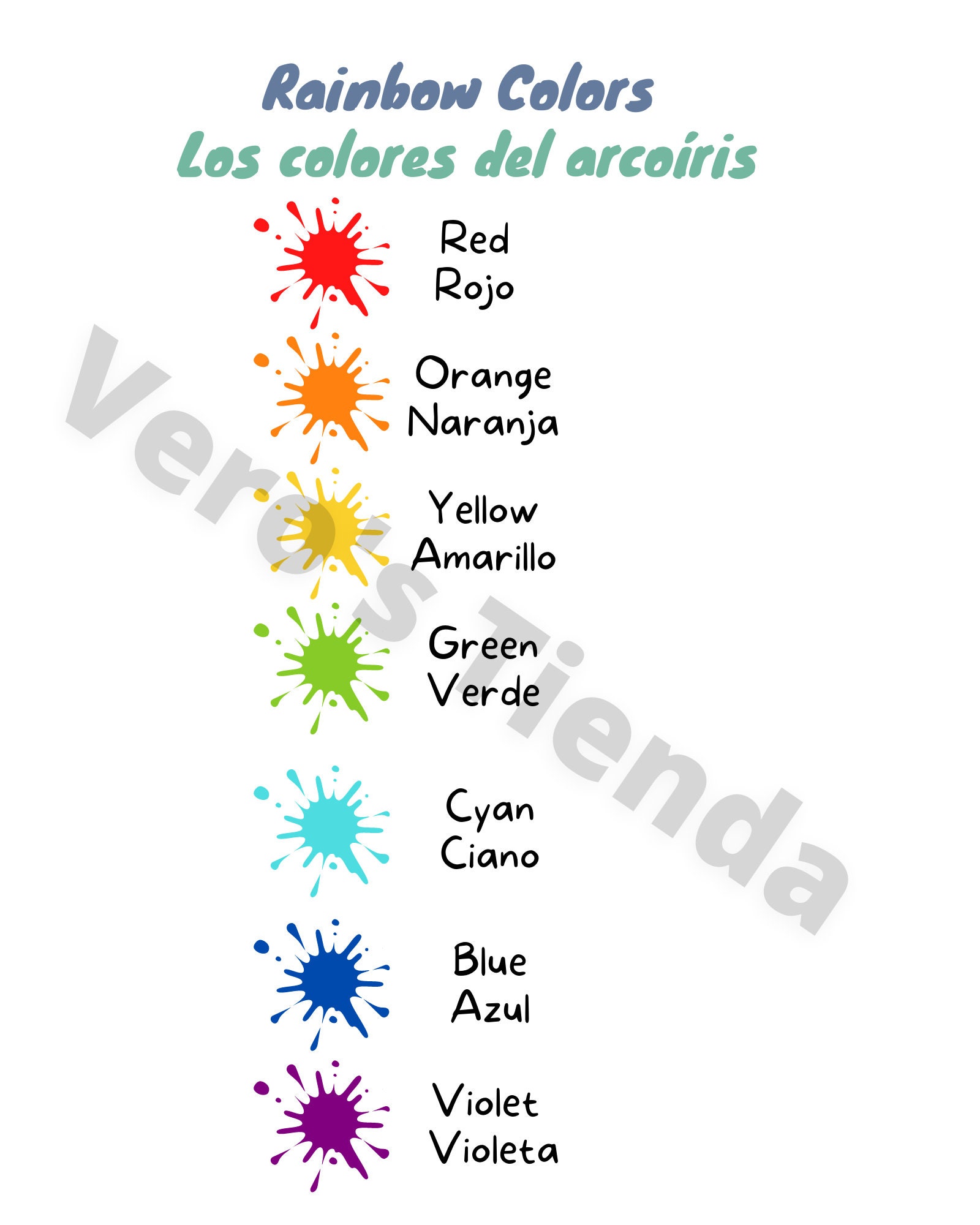 Bilingual Posters Printable- Shapes, Colors, Numbers, Days of the Week ...