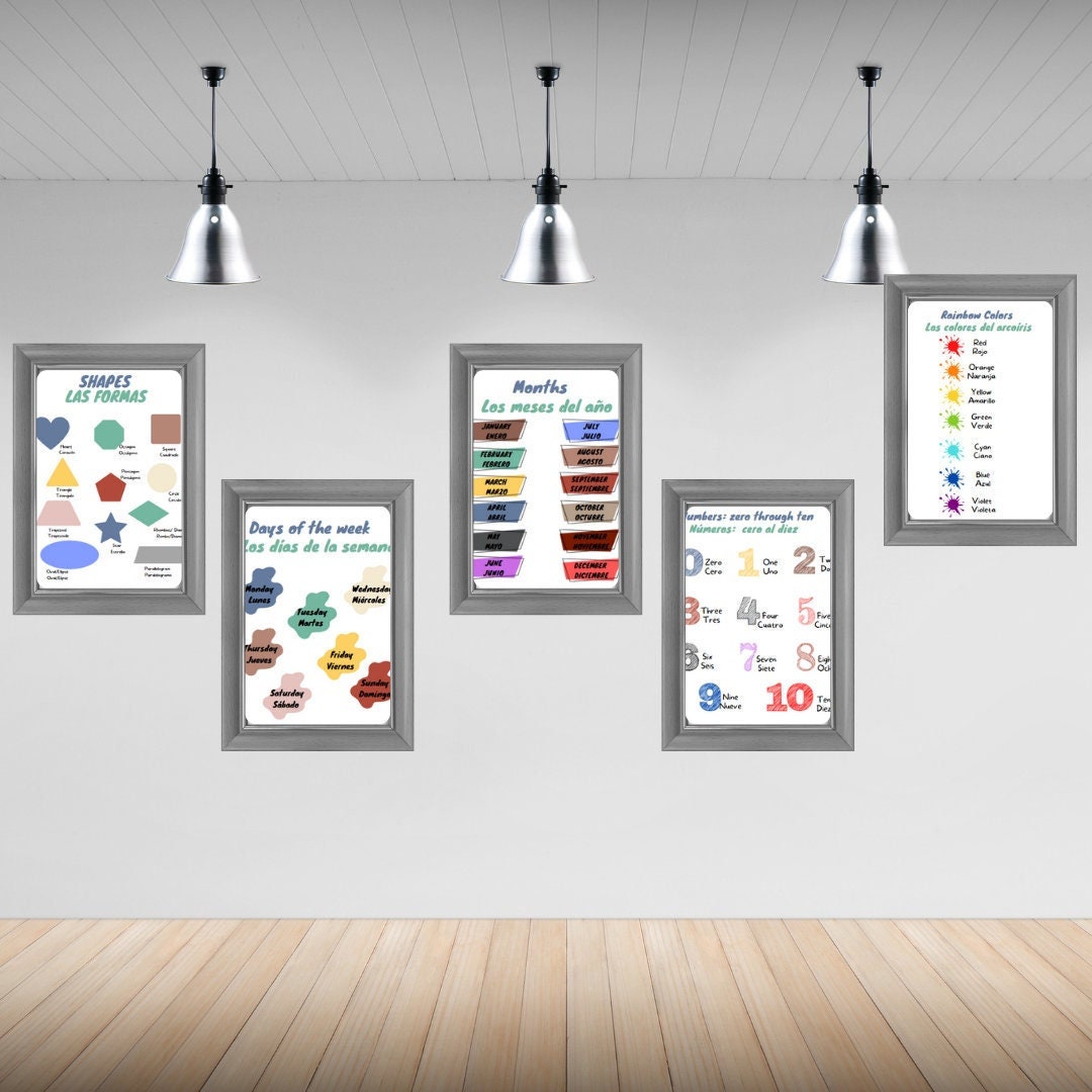 Bilingual Posters Printable- Shapes, Colors, Numbers, Days of the Week ...