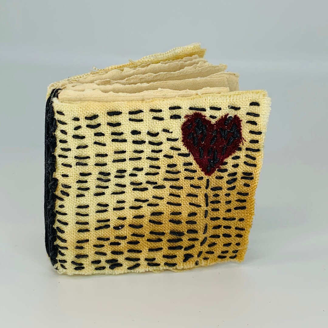 Mini Hand Stitched Book Heart Book Slow Stitched Book Valentine's Day ...