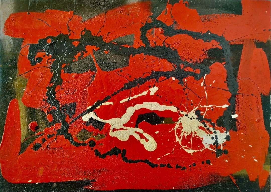 Action Painting, Vintage Abstract Gestural Material Painting, 1950s ...