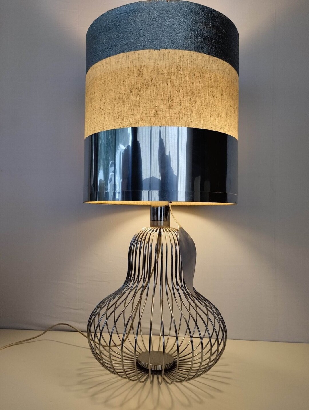 Large Lounge Table Lamp or Floor Lamp, Lampshades - 95cm - Italy 60 70 ...