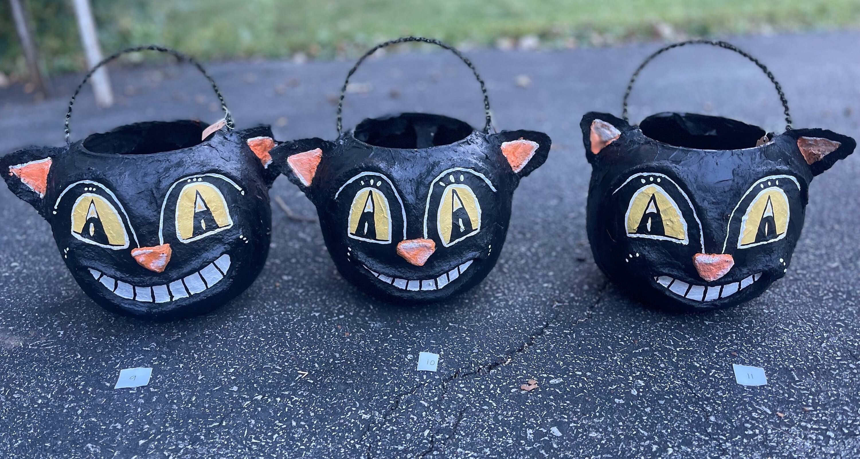 Vintage Inspired Halloween Cat Paper Mache Bucket - Etsy