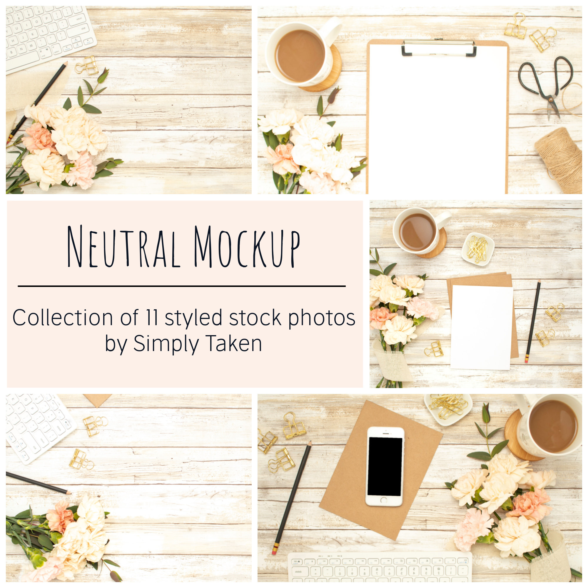 Neutral Mockup Bundle, 11 Digital Background Images, Card Mockup ...