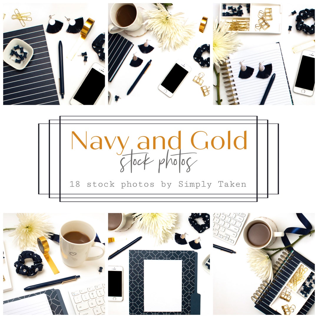 Navy and Gold Stock Photos, 18 Blue Photos for Instagram, Navy Branding ...
